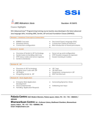 Module of JAVA Training in Indore at SSi Education | PDF