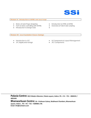 Module of JAVA Training in Indore at SSi Education | PDF