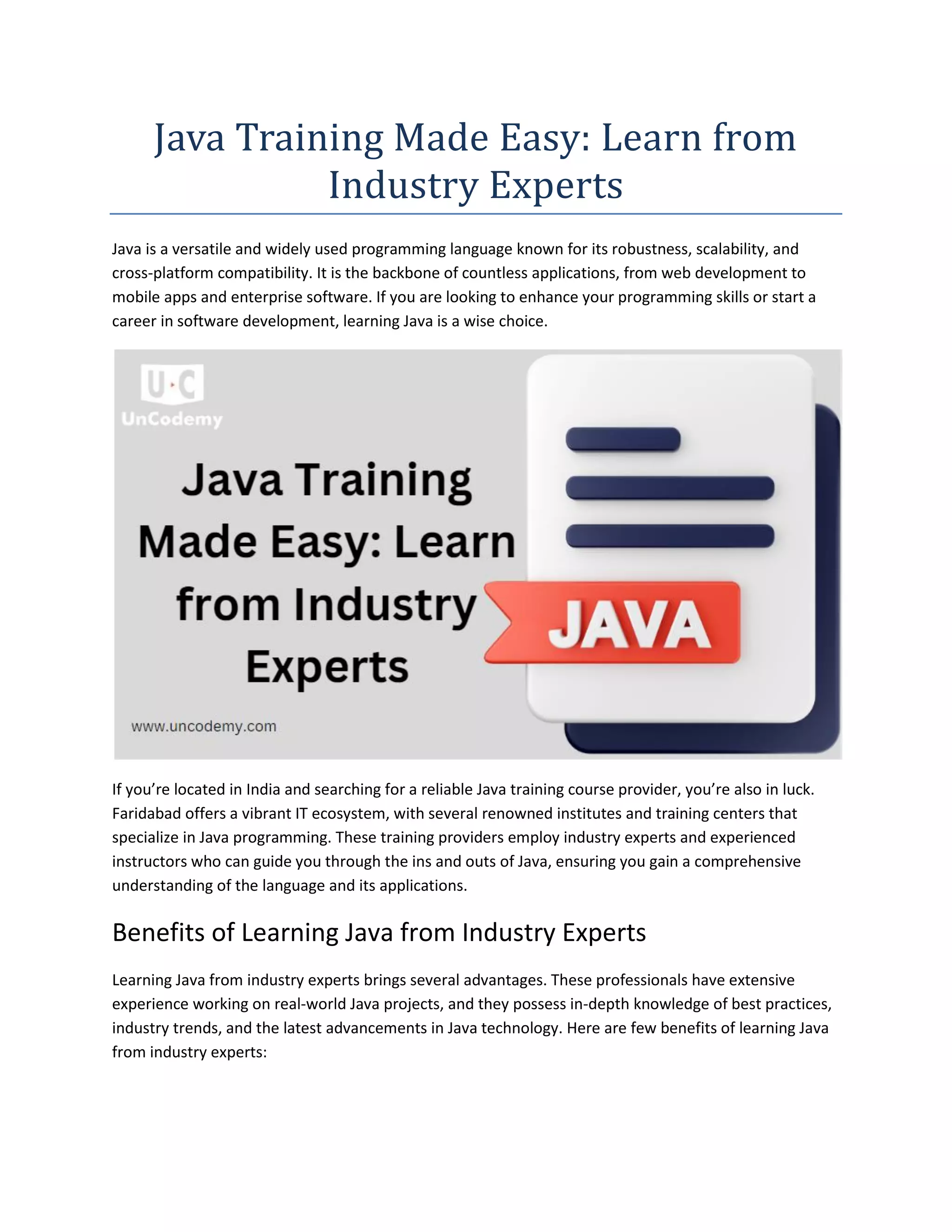 Java Training Made Easy: Learn from Industry Experts | PDF