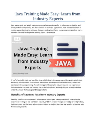 Java Training Made Easy: Learn from Industry Experts | PDF