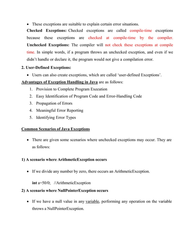 Exception Handling Multithreading Fundamental Of Exception Exception Types Using Try And
