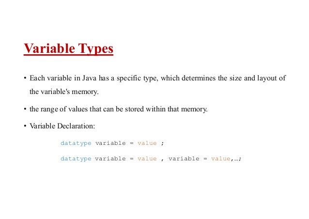 Java variable types