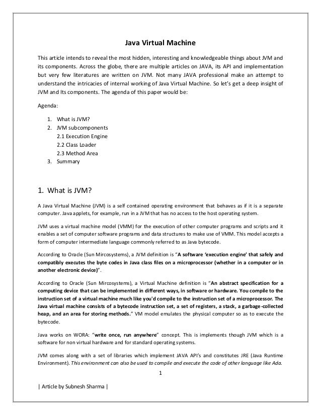 Java Virtual Machine - Internal Architecture Java Virtual Machine - Internal Architecture