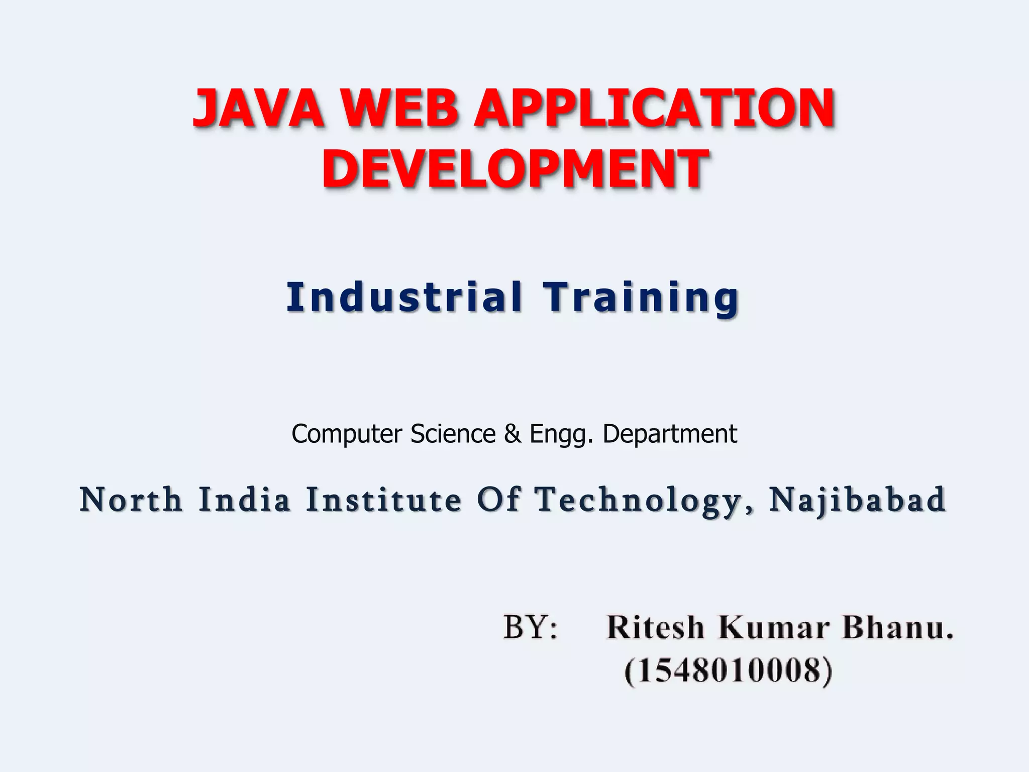 Industrial Training Report on Java Technology. | PPSX