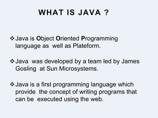 Industrial Training Report on Java Technology. | PPSX