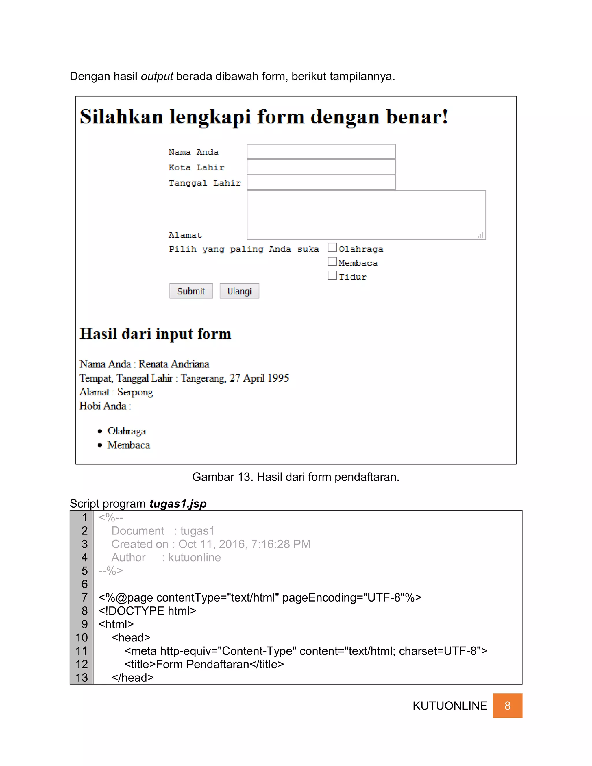 Java Web Form Pendaftaran - JSP | PDF