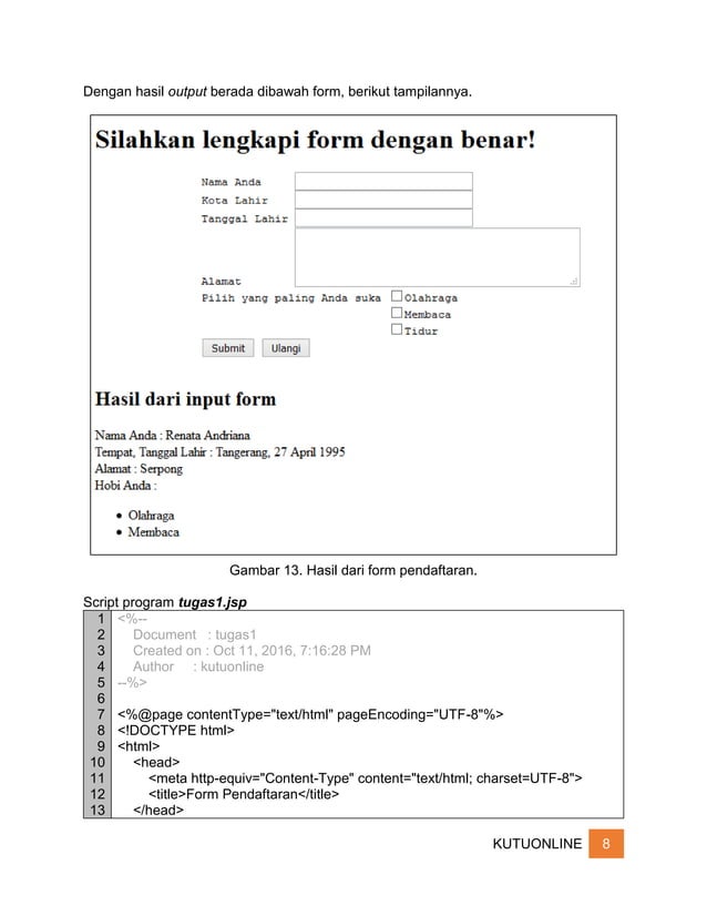 Java Web Form Pendaftaran - JSP | PDF