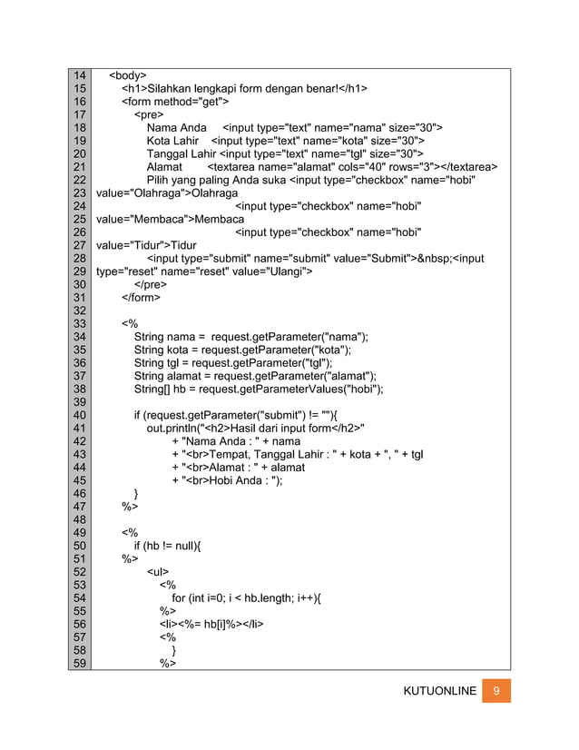 Java Web Form Pendaftaran - JSP | PDF