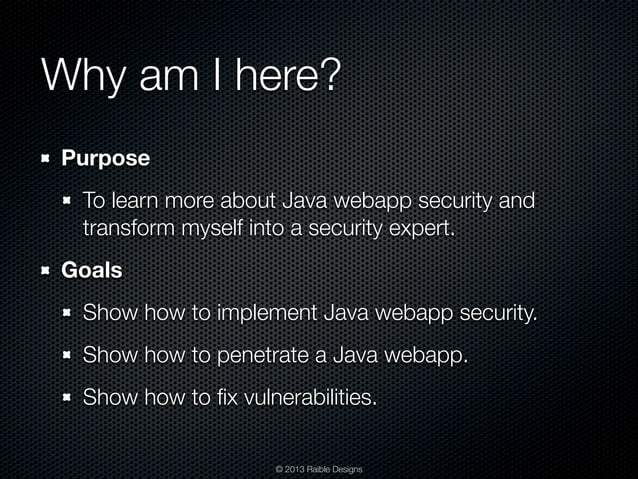 Java Web Application Security - Denver JUG 2013 | PPT