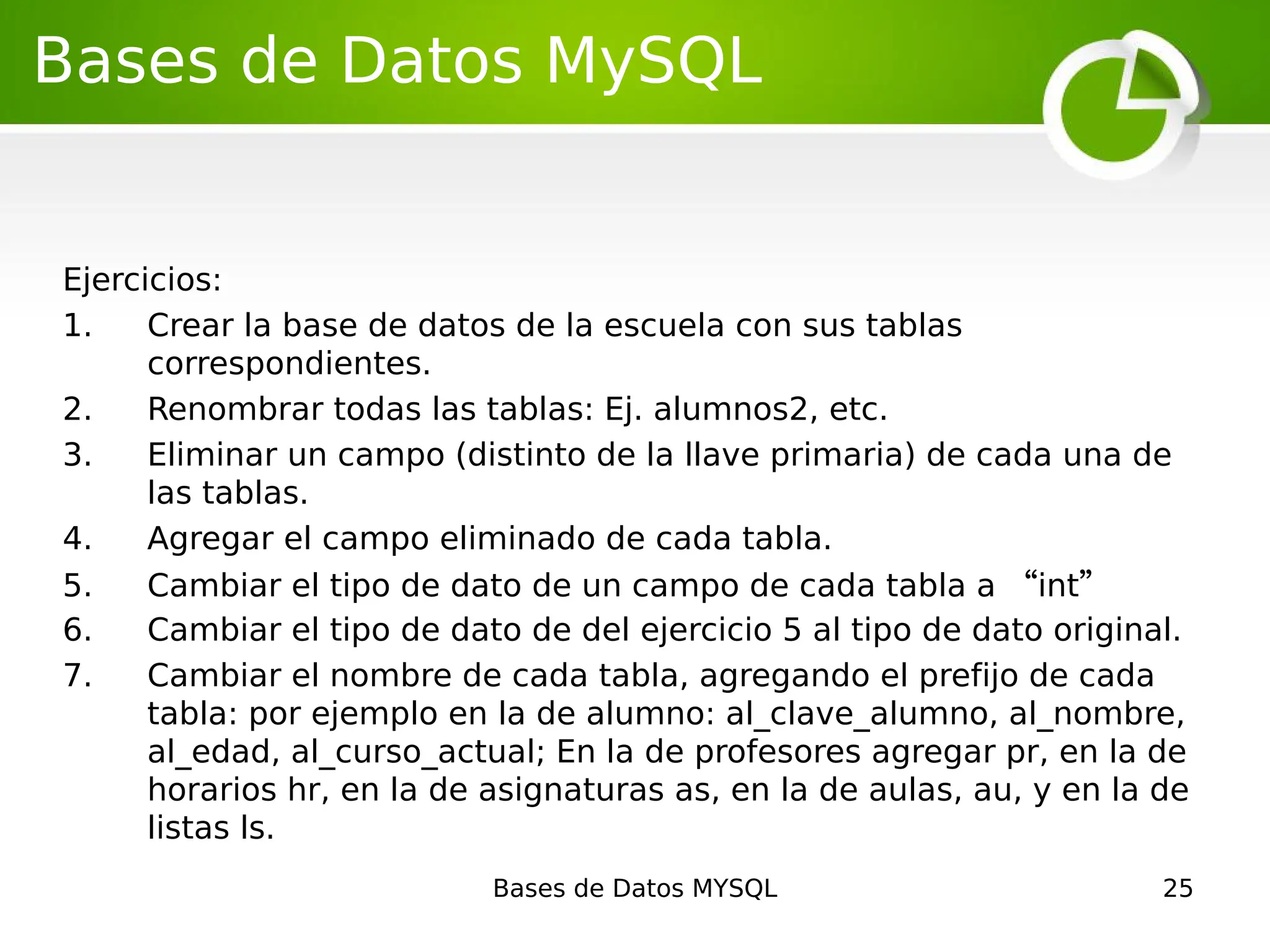 Mysql comandos básicos para crear bases de datos y sus tablas | PPT