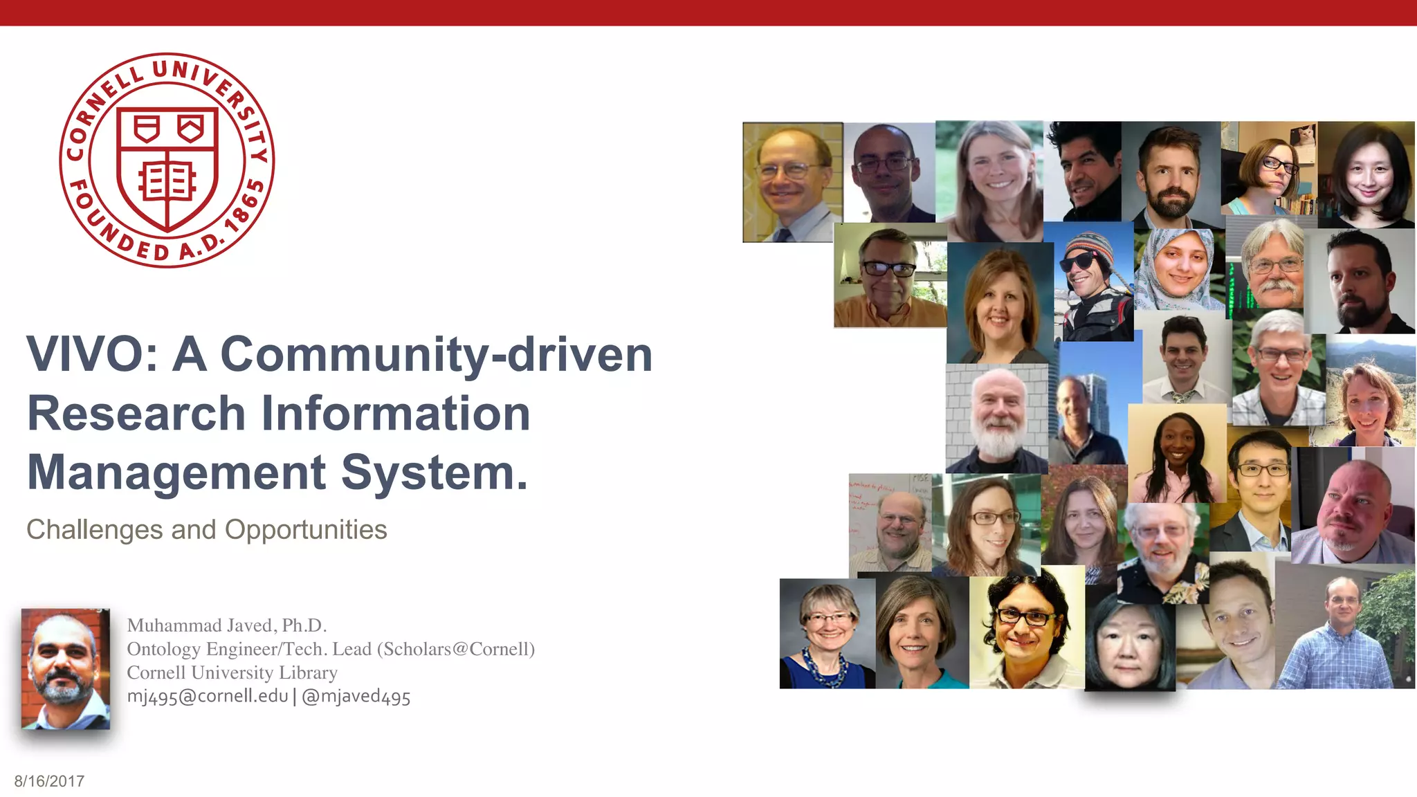 VIVO: A Community-driven Research Information Management System ...