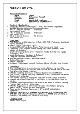 Javed cv (it) | PDF