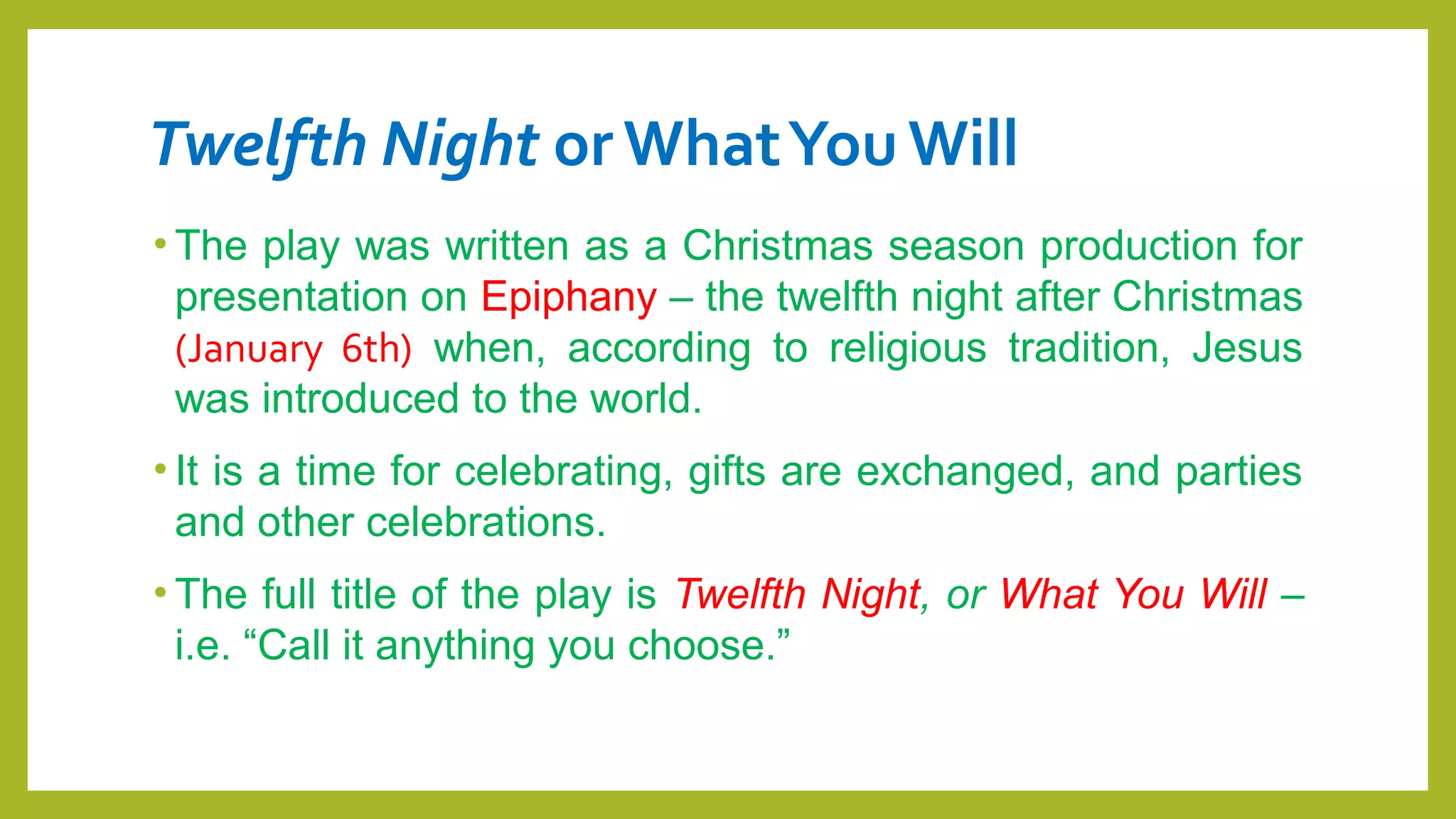 Intro to twelfth night | PPT