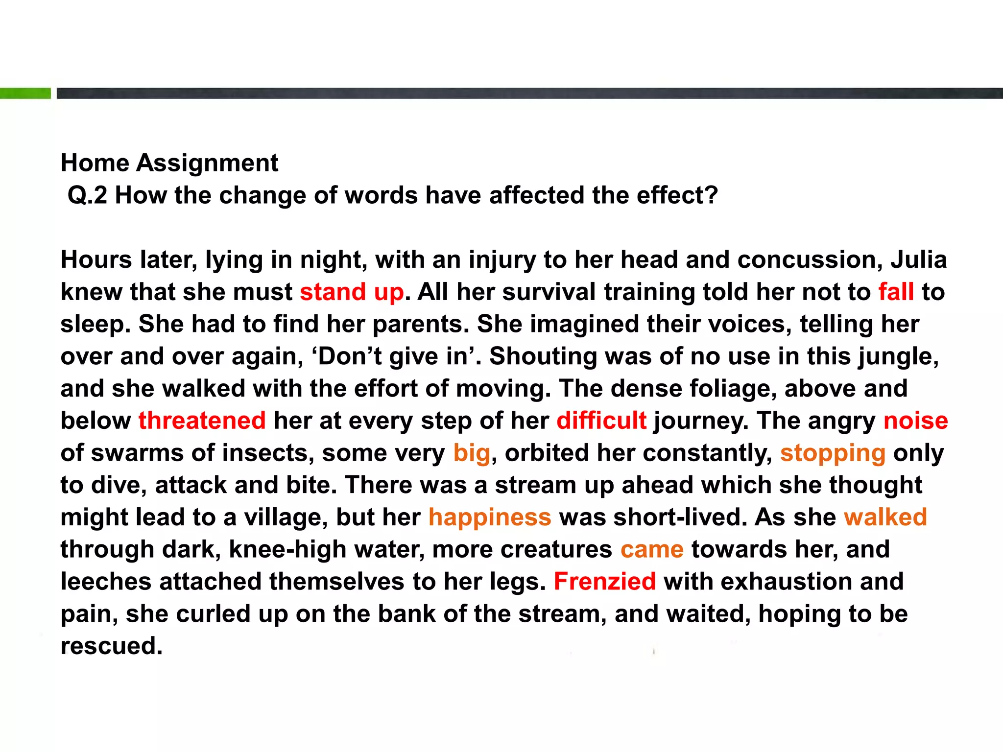 Connotation for the meaning and effect questions for the reading for ...