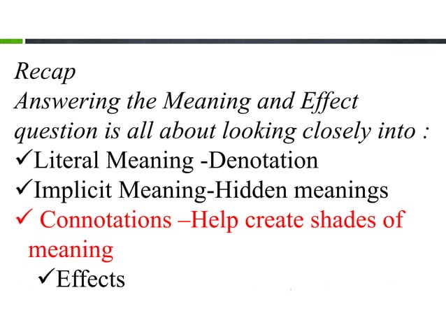 Connotation for the meaning and effect questions for the reading for ...