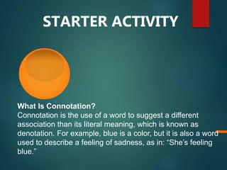 Connotation for the meaning and effect questions for the reading for ...