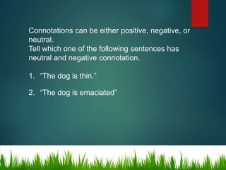 Connotation for the meaning and effect questions for the reading for ...