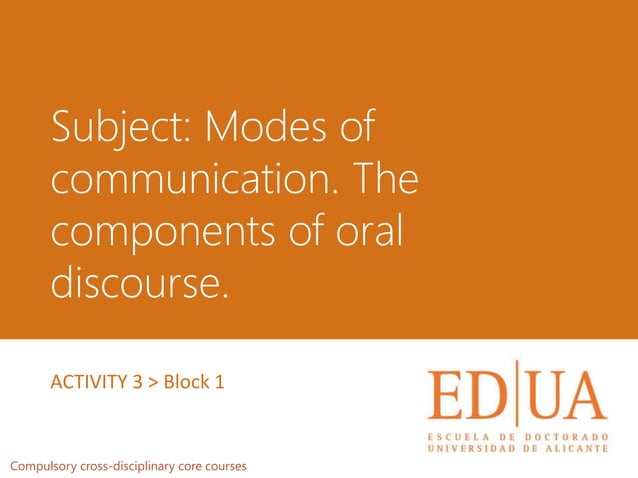Modes of communication. The components of oral discourse. | PPTX
