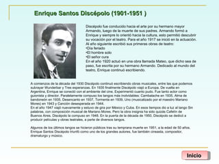 Principales artistas destacados en el Tango | PPT