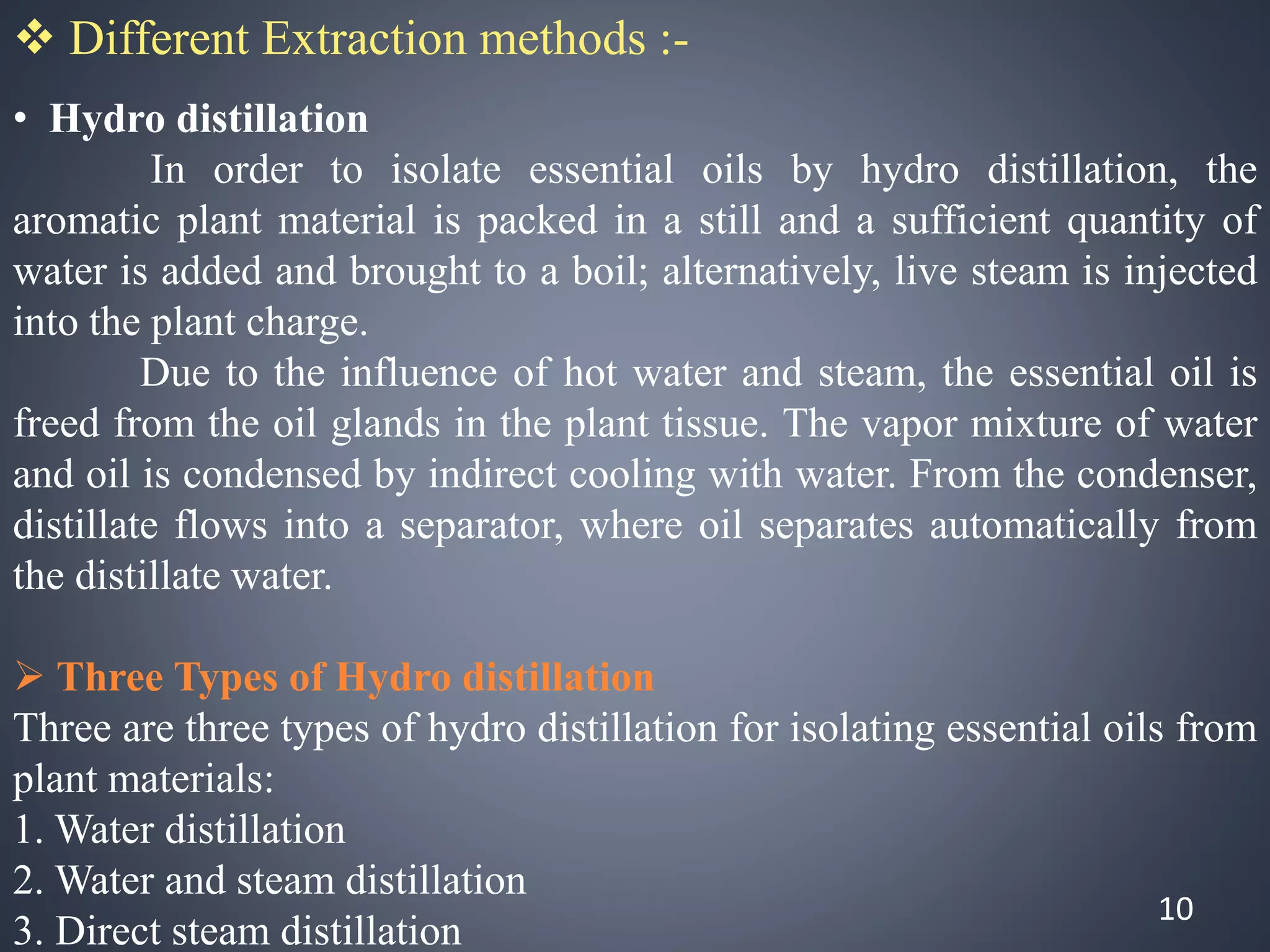 extraction of essential oil from aromatic plants | PPTX