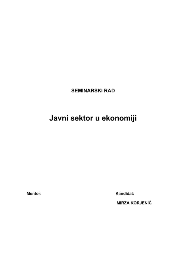 Javni sektor u ekonomiji | PDF