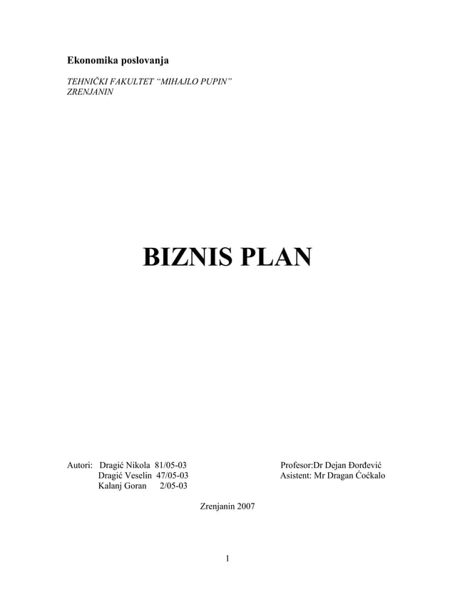 Javno preduzece komunalac biznis plan | PDF