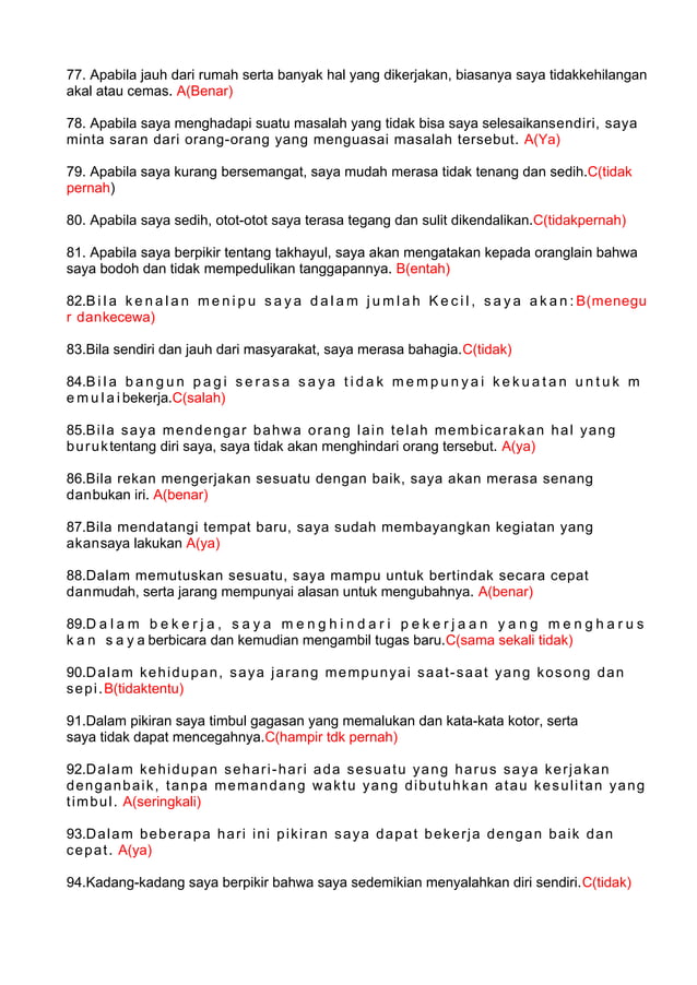 SOAL DAN KUNCI JAWABAN E MENTAL TERBARU 2024 | DOC