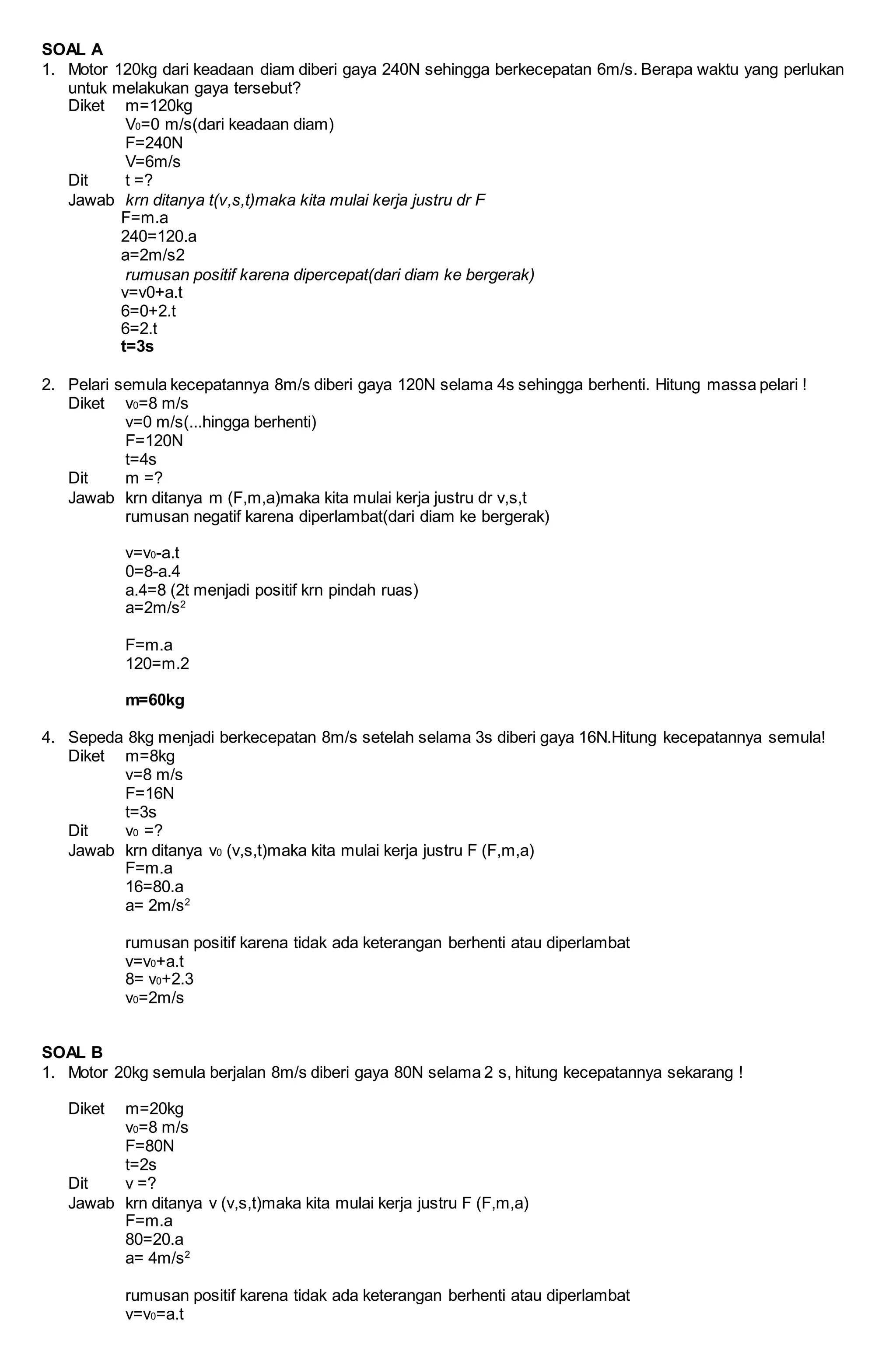 Jawaban soal uh gerak | DOCX