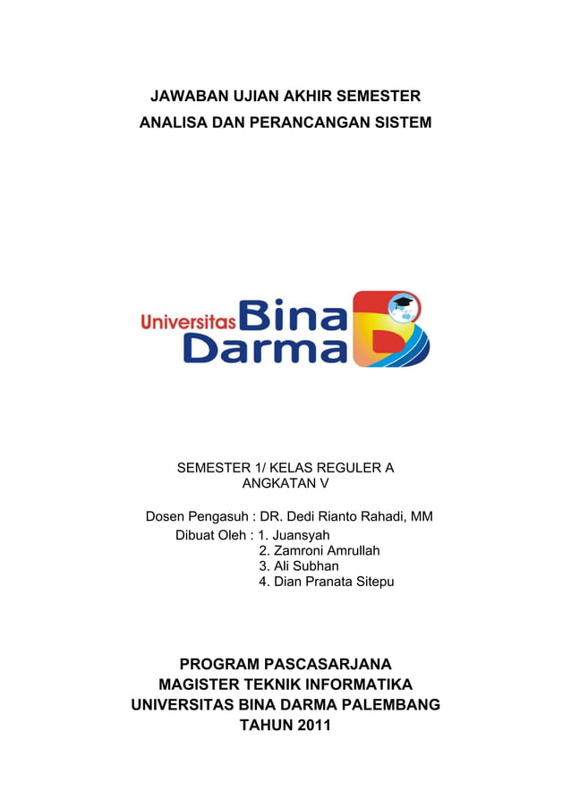 Jawaban uas Analisa dan Perancangan Sistem | PDF