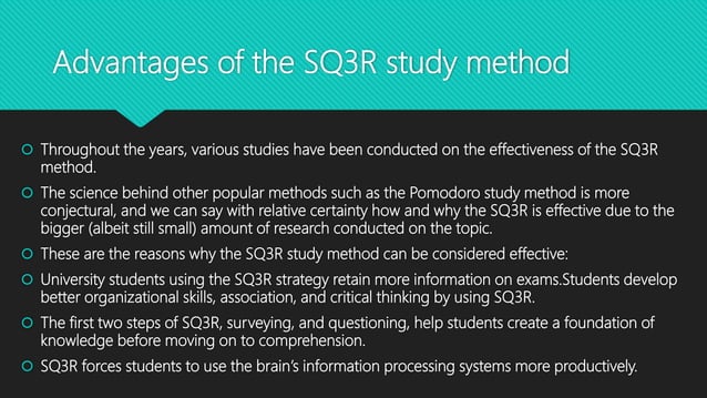 SQ3R Study System BY Jawad Ahmed | PPTX | Educational Assessment | Education