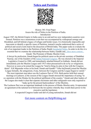 Jawaharlal Nehru Essay | PDF