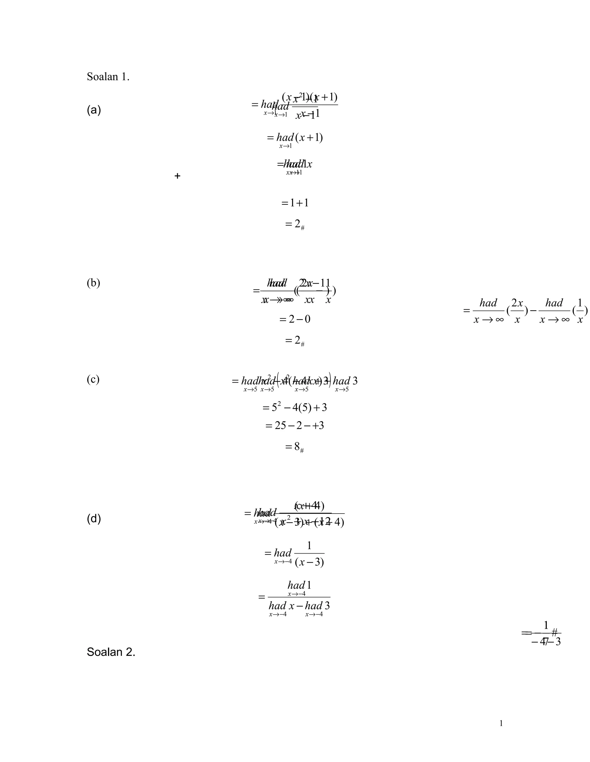 Jawapan kalkulus 3 | PDF