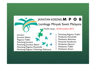 Jawatan Kosong MPOB Terkini | PDF