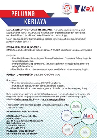 Jawatan Kosong MARA Terkini | PDF