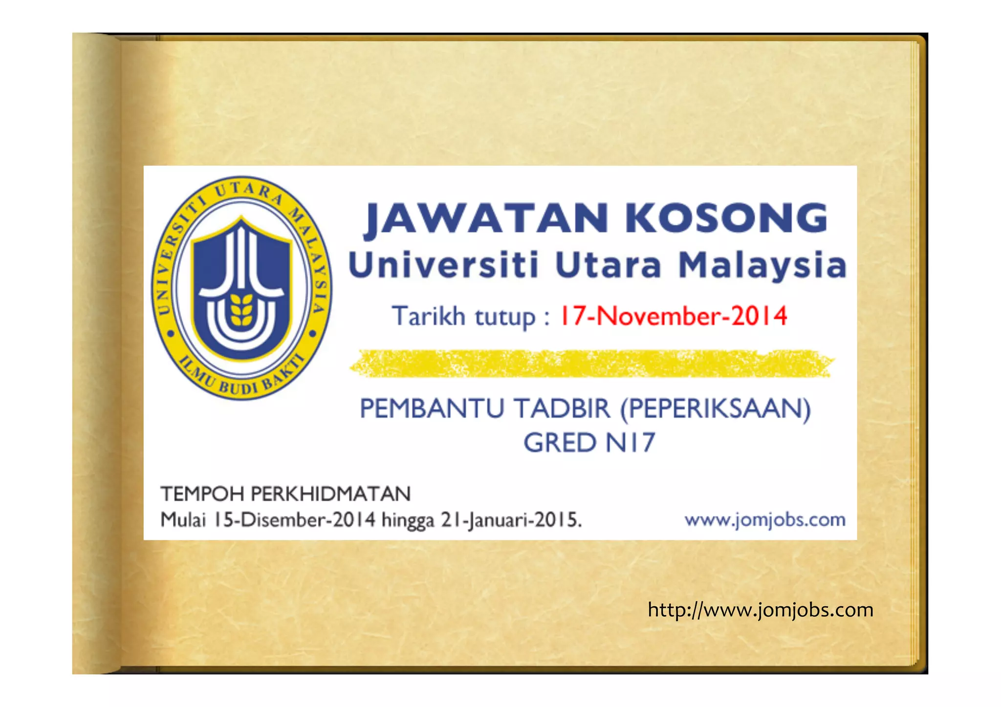 Jawatan Kosong Universiti Utara Malaysia | PDF