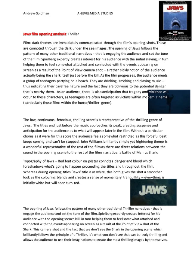 Jaws film opening analysis | PDF