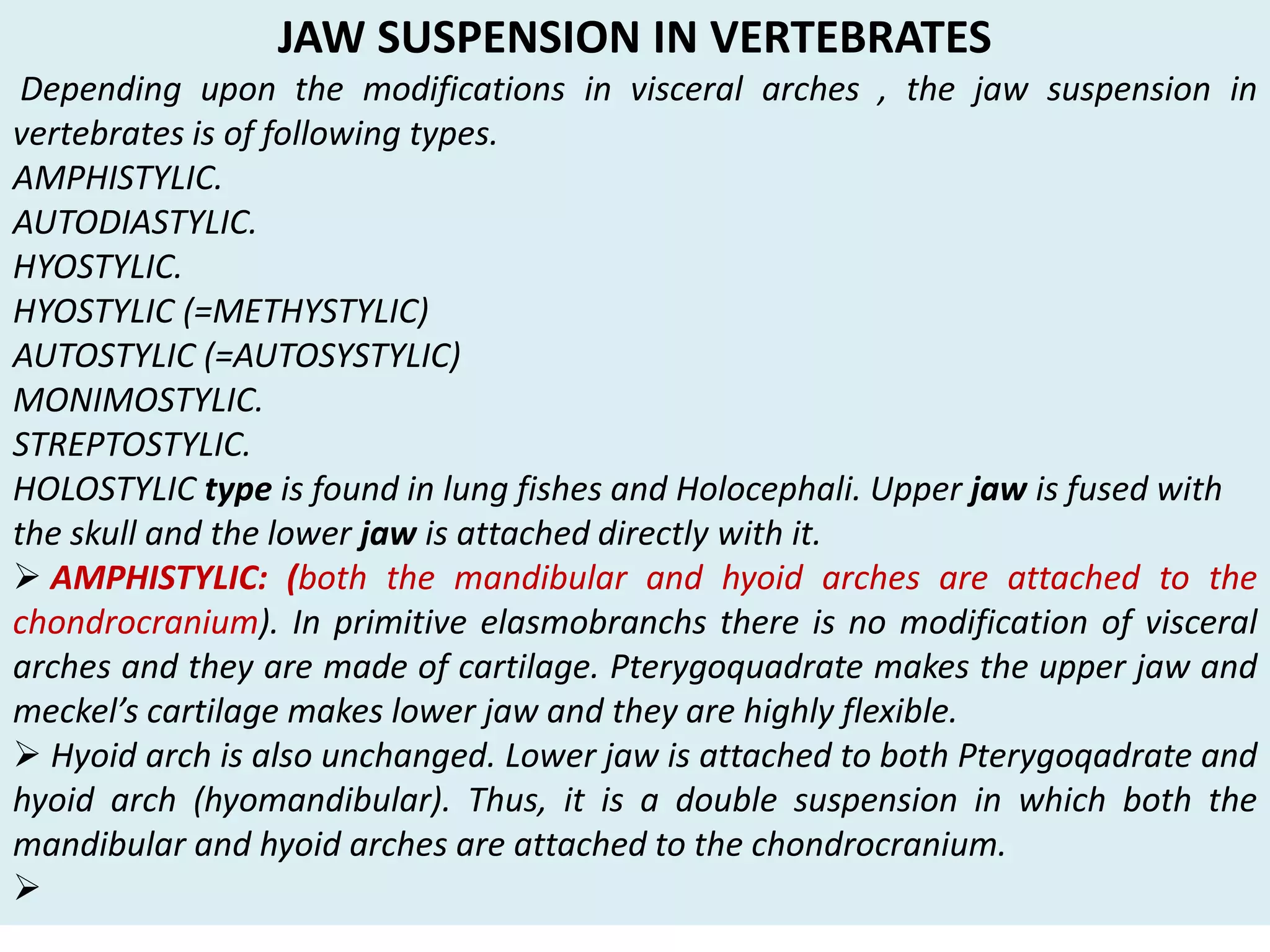 Jaw suspension in vertebrates [autosaved] | PPTX