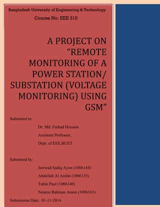 Remote Voltage Monitoring of a Power Station using GSM | PDF