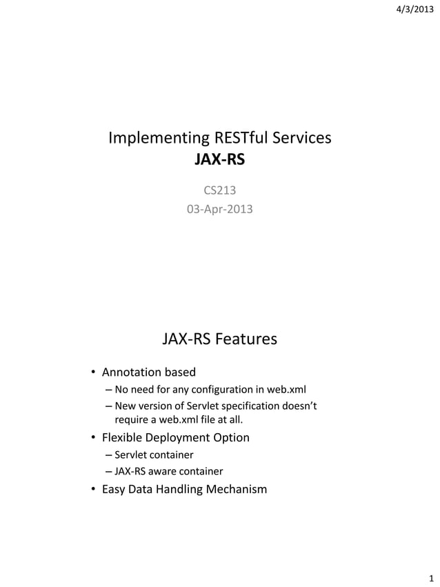 Rest services with Jax-rs | PDF