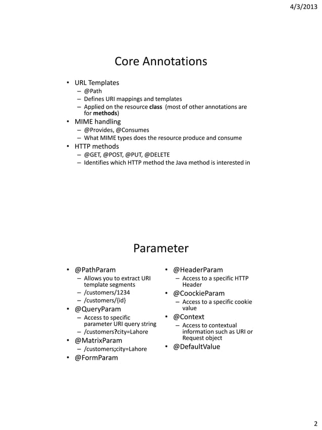 Rest services with Jax-rs | PDF