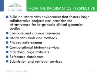 Informatics Infrastructure for Clinical Genomics | PPT