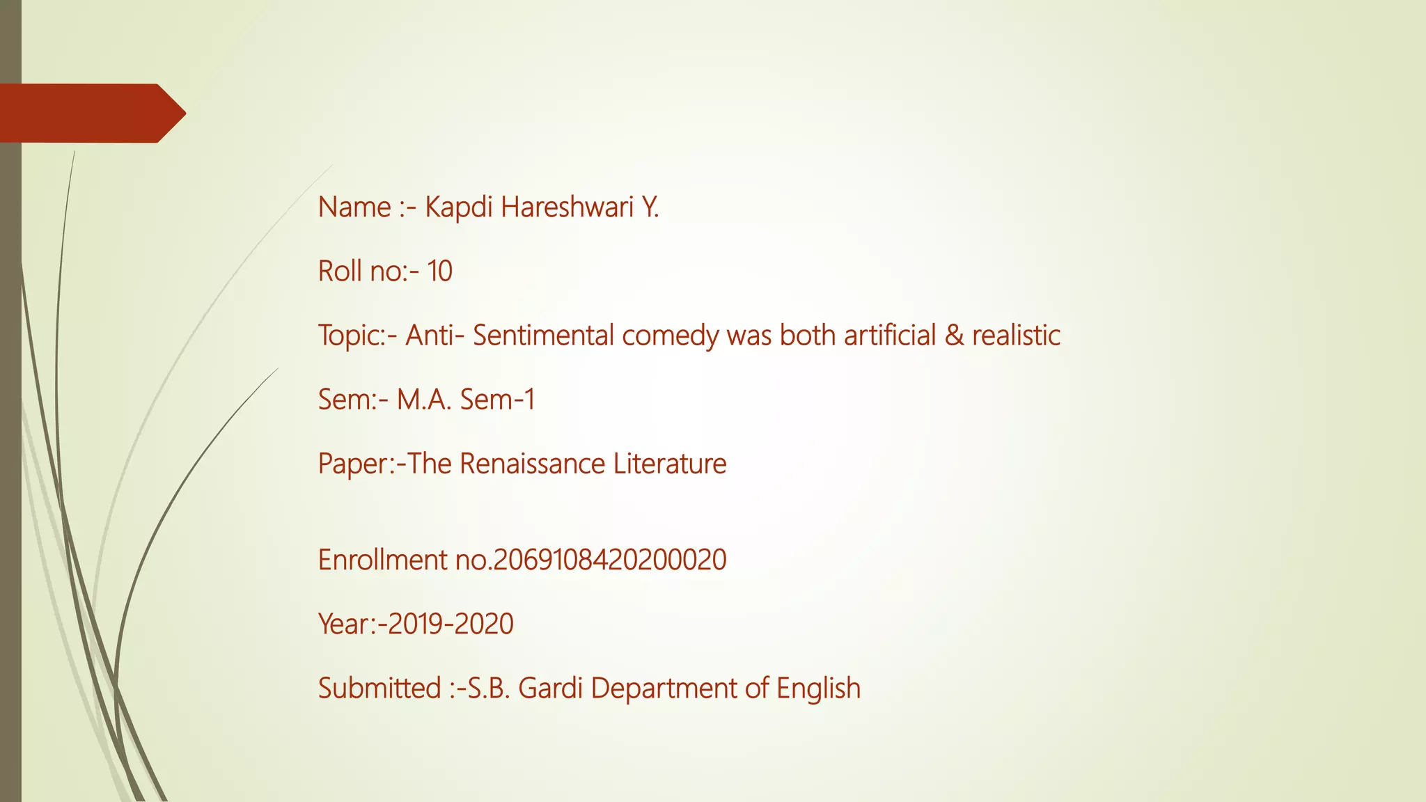 Presentation anti sentimental comedy | PPTX