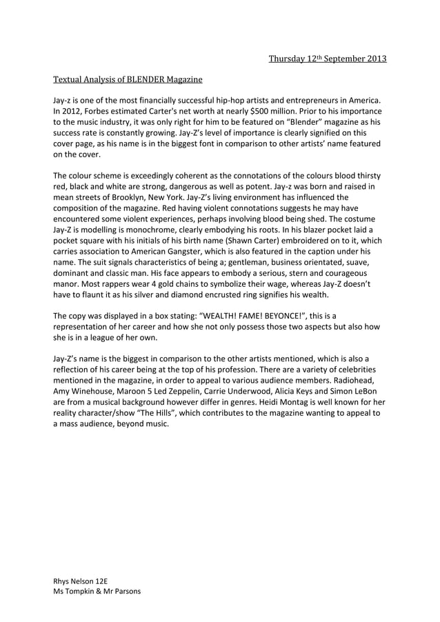 Jay z textual analysis | DOCX