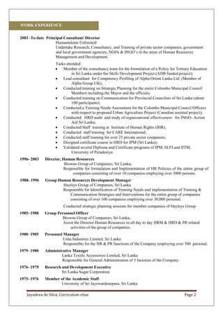 Jayadeva de Silva - CV | PDF
