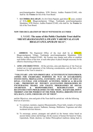 JAYA HANUMAN JULURU PAPAIAH AND JULURU SYAMALA DEVI CHARITABLE TRUST ...