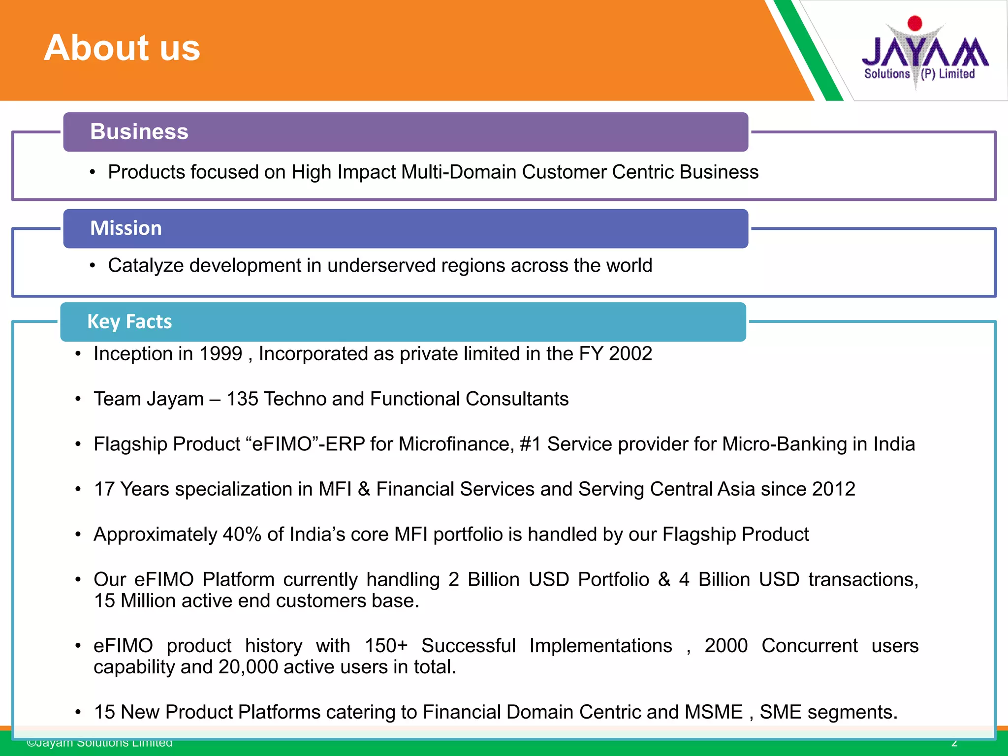 Jayam Solutions corporate profile | PPSX