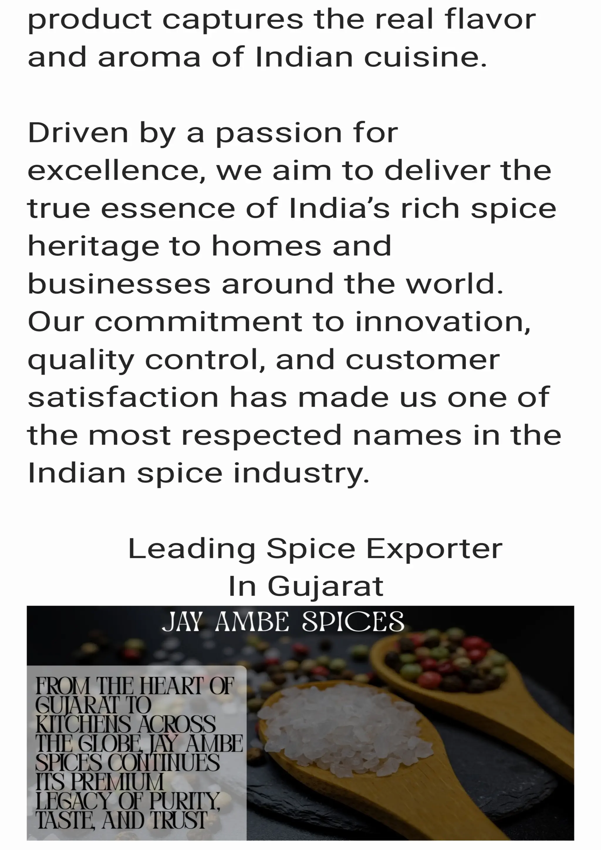 Jay Ambe Spices – Taste of Pure Indian Flavours | PDF