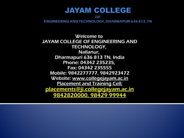 Jayam profile ppt 2011 12 | PPT