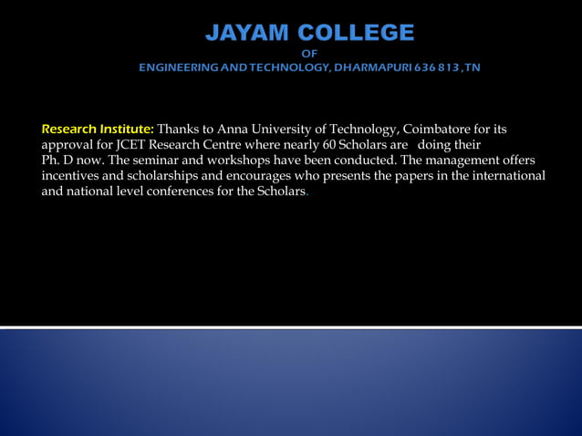 Jayam profile ppt 2011 12 | PPT