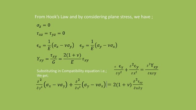 Compatibility equation and Airy's stress function of theory of elasticity | PPTX